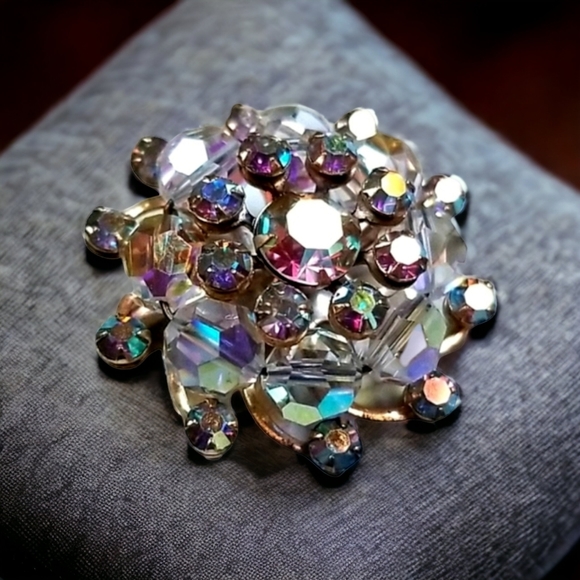 Vintage | Jewelry | Vintage 95s Mid Century Ab Crystal Cluster ...